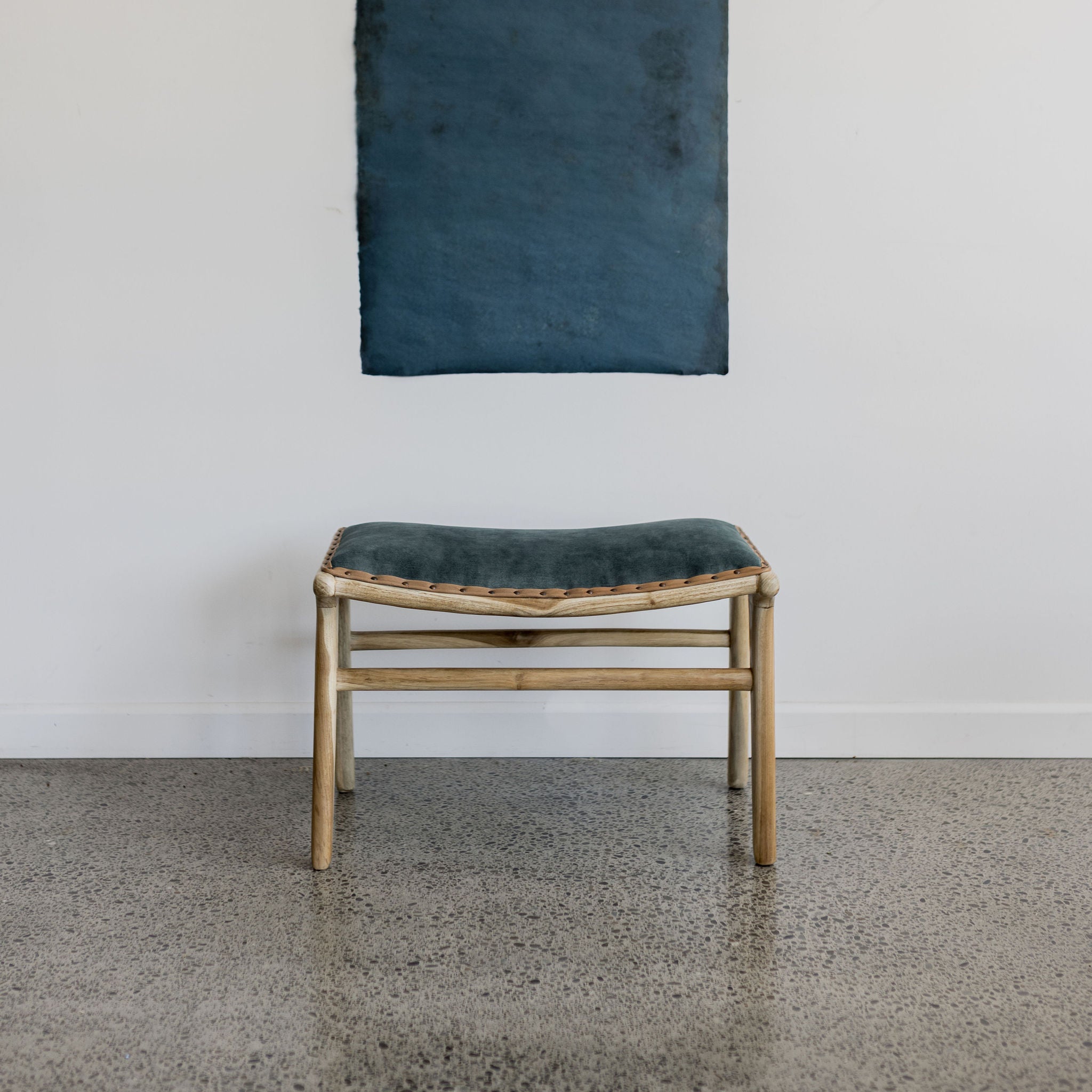 Blue velvet bedroom bench store
